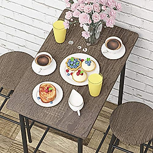 Weehom Bar Table with 2 Bar Stools, Pub Dining Height Table Set, Kitchen Counter with Bar Chairs,Bistro Table Sets for Kitchen Living Room, Built in Storage Layer, Easy Assemble