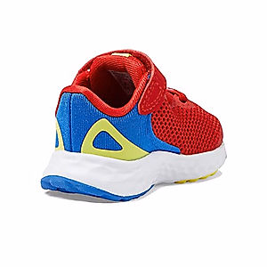 New Balance KIds Arishi Fresh Foam v4 Sneaker, TEAM RED/MARINE BLUE/COSMIC PINEAPPLE, 4.5 M Big Kid (8-12 Years)