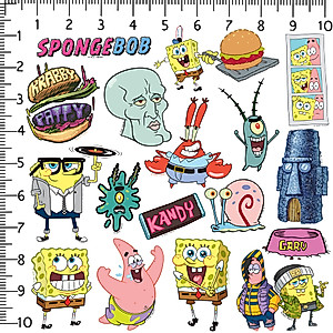Spongebob Squarepants Sticker Pack Die Cut Vinyl Large Deluxe Stickers Variety Pack - Laptop, Water Bottle, Scrapbooking, Tablet, Skateboard, Indoor/Outdoor - Set of 50