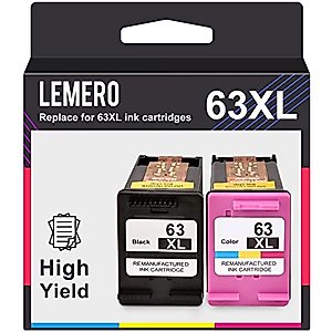LEMERO 63XL Remanufactured Ink Cartridge Replacement for HP 63 63XL 63 XL for Envy 4520 OfficeJet 3830 4650 5258 Deskjet 3630 Printer ( Black, Color, 2 Pack )