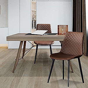 seonyou Brown Dining Chairs Set of 6 for Kitchen Dining Room, Upholstered Leather Mid Century Modern Dining Chair