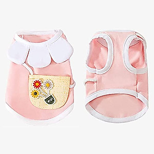 Pet Clothes Cute Dog Vest Lovely Sunflower Dog Shirt Breathable Pet T-Shirt Puppy Clothes Shirt for Pet (Medium, Pink)