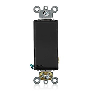Leviton 5621-2E 20-Amp 120/277-Volt Decora Plus Rocker Single-Pole AC Quiet Switch, Black
