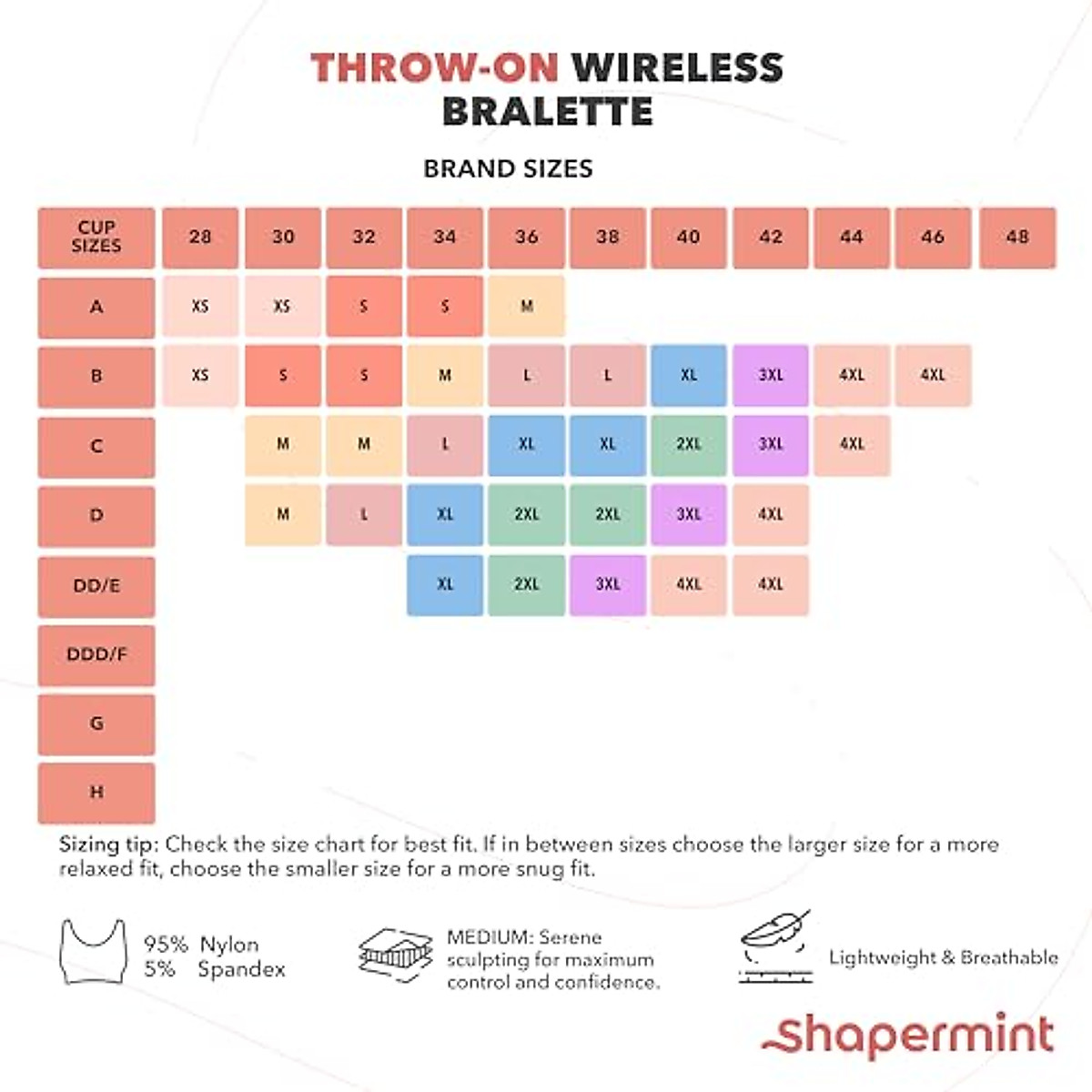 SHAPERMINT Enhanced Smoothing Wireless Bralette for Women with Support | Seamless Bra with Removable Cups | from Small to Plus Size | X-Large, Nude