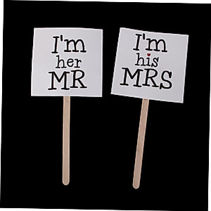 COOLHIYA Mr and Mrs Wedding Party Photo Booth Props Sticks White Bridal Shower Photo Props for Bachelorette Celebrations and Wedding Decor for Fun Photo Opportunities