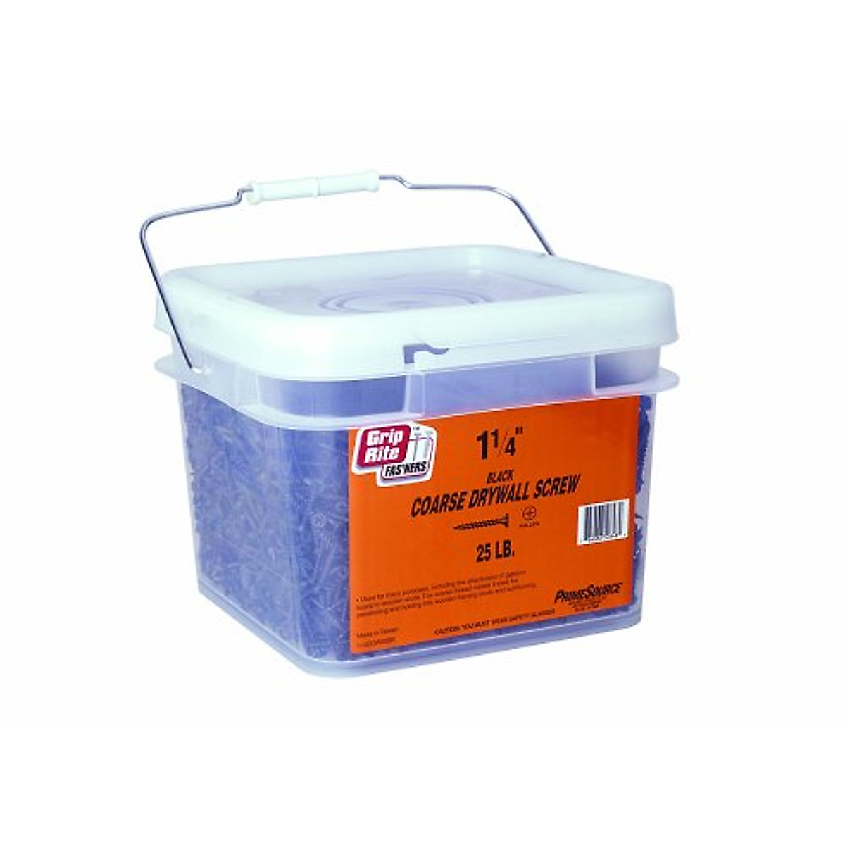 Prime Source, Black, Grip-Rite 114CDW25BK 6-by-1-1/4-Inch Coarse Thread Drywall Screws with Bugle Head, 25-Pound Bucket, 1.25 inches