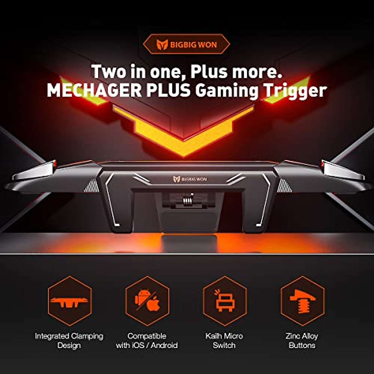 BIGBIG WON Gaming Triggers, Mobile Game Controller for PUBG/Fornite/Call of Duty Integrated Mobile Triggers Aim Button Shooter Joystick for iPhone and Android Mobile Gaming Trigger Black