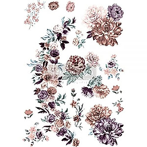 Redesign with Prima Decor Transfers® Burgundy Rose Garden Total Sheet Size 24"x35", Cut Into 3 Sheets Rub on Transfers for Crafts and Furniture Home Decor Transfers | Furniture and Craft Decals