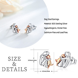 JUSTKIDSTOY Hypoallergenic Dog Earrings 925 Sterling Silver Cute Animal Dog Stud Earrings Dog Jewelry Gifts for Women Dog Lover