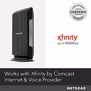 NETGEAR Nighthawk Cable Modem with Voice (CM1150) -  Certified for Xfinity by Comcast Internet & Voice Plans Up to 800Mbps | 2 Phone lines | 4 x 1G Ethernet ports | DOCSIS 3.1