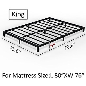 EMODA 6 Inch King Bed Frame No Box Spring Needed, Heavy Duty Metal Platform with Steel Slats, Noise Free, Easy Assembly, Black