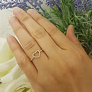 Dazzlingrock Collection 0.18 Carat (Cttw) 10K Round Diamond Women Heart Engagement Ring, Yellow Gold, Size 8.5