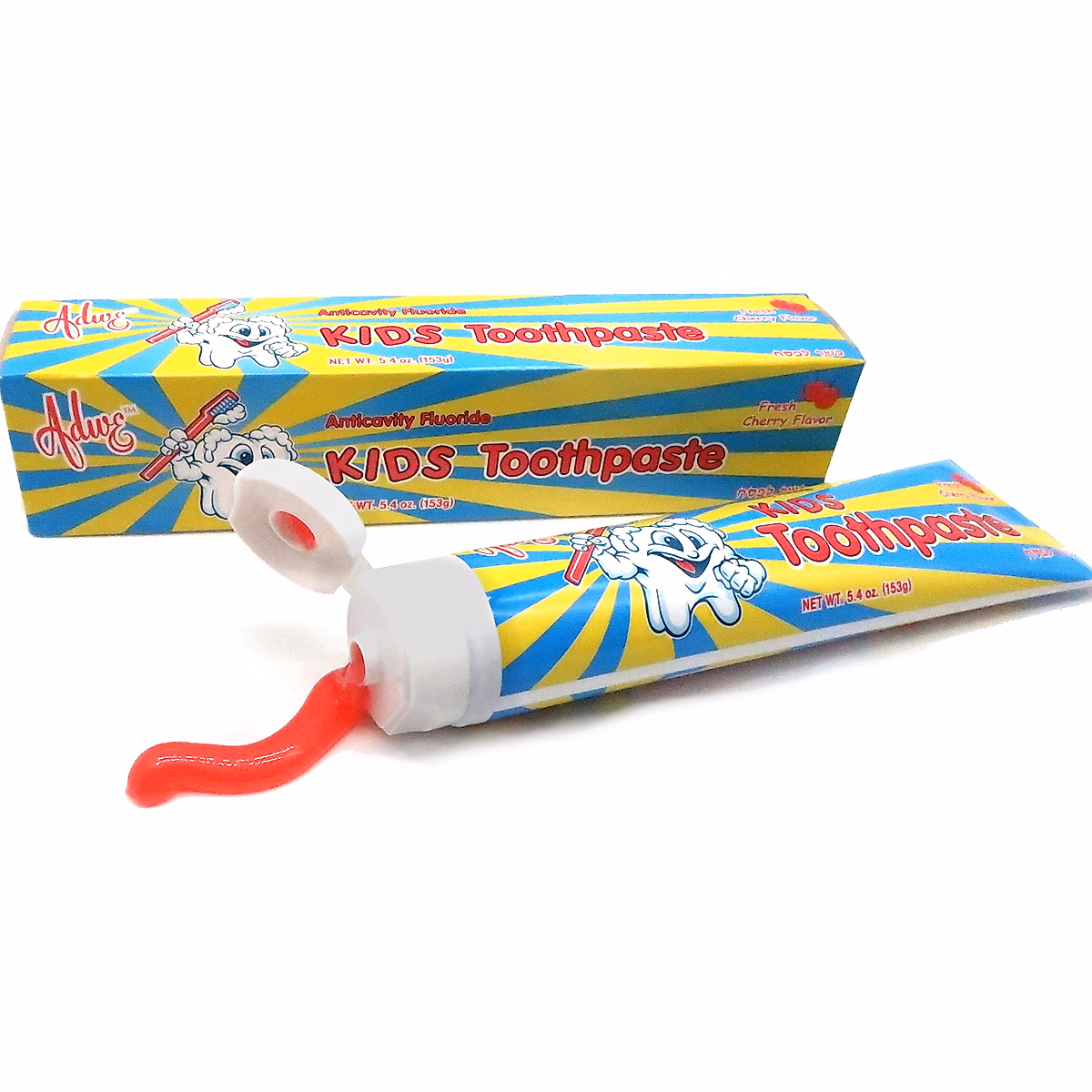ADWE Labs Cherry Flavor Kids Toothpaste, Anticavity with Flouride, Great Taste to Encourage Good Brushing Habits, Kosher, Free of Animal Derivatives or Grains, Not tested on animals 5.4 Oz