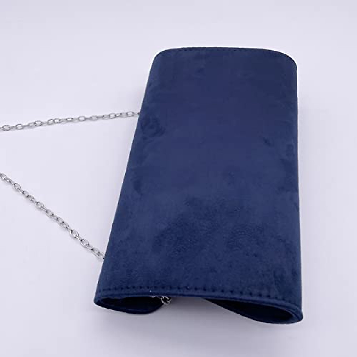 Milisente Solid Clutch Purses For Women Large Wedding Suede Purses For Ladies Evening(Navy Blue)