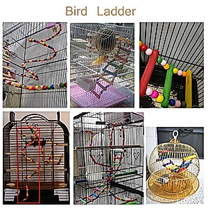 Hamiledyi Parakeets Bird Swing Toy Set, 16PCS Bird Hanging Colorful Chewing Toys, Parakeets Standing Climbing Ladder Hammock Bells, Cockatiels Perches for Budgie Finches