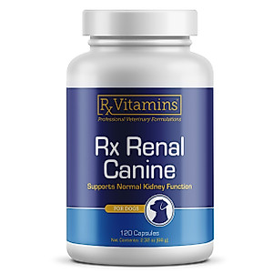 Rx Vitamins Rx Renal Canine Kidney Support for Dogs - Milk Thistle Extract, Green Tea, & Cordyceps Capsules for Dogs - Dog Kidney Support Supplement - 120 ct