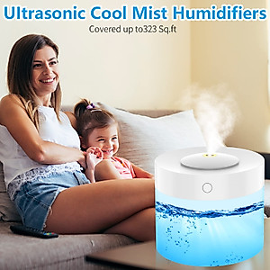 JTNFYUN Humidifier for Bedroom Cool mist humidifier with colorful lights for Home, Baby, Large Room with Auto Shut Off humidifier (1.2L, White)
