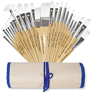 CONDA Paint Brushes Set of 24 Different Shapes Professional Painting Brushes (White)