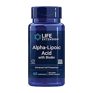Life Extension Alpha-Lipoic Acid with Biotin - Alpha-Lipoic Acid Supplement Formula for Liver & Nerve Health and Cell Protection Support With Vitamin B- Gluten-Free, Non-GMO - 60 Capsules