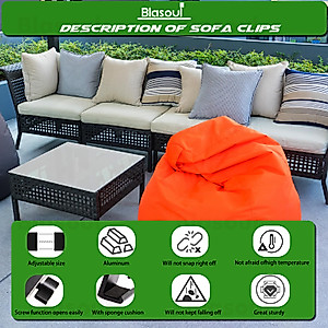 Blasoul Adjustable Sectional Couch Connectors(Suit for Tube Length 1-2.5in)4pcs Small Aluminum Alloy Patio Furniture Clips,H:1.37in*W:1.45in,Without Damaging Rattan and Easy to Keep Furniture Together