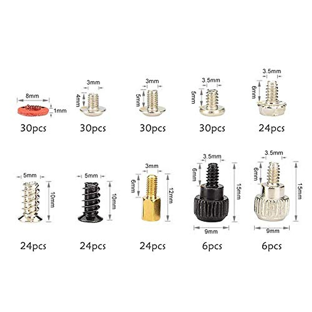 228pcs PC Screw Set Accessories for PC Assembly Personal Computer Screw standoffs Set Assortment kit for Main Board, housing, Hard Disk - in a Storage case