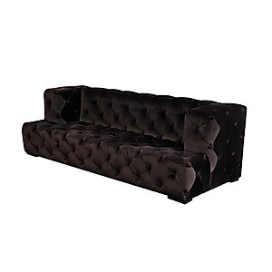 American Home Classic Jasper 16" Velvet and Solid Wood Sofa in Chocolate