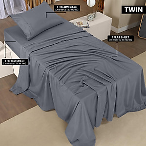 Utopia Bedding Twin Bed Sheets Set - 3 Piece Bedding - Brushed Microfiber - Shrinkage and Fade Resistant - Easy Care (Twin, Grey)