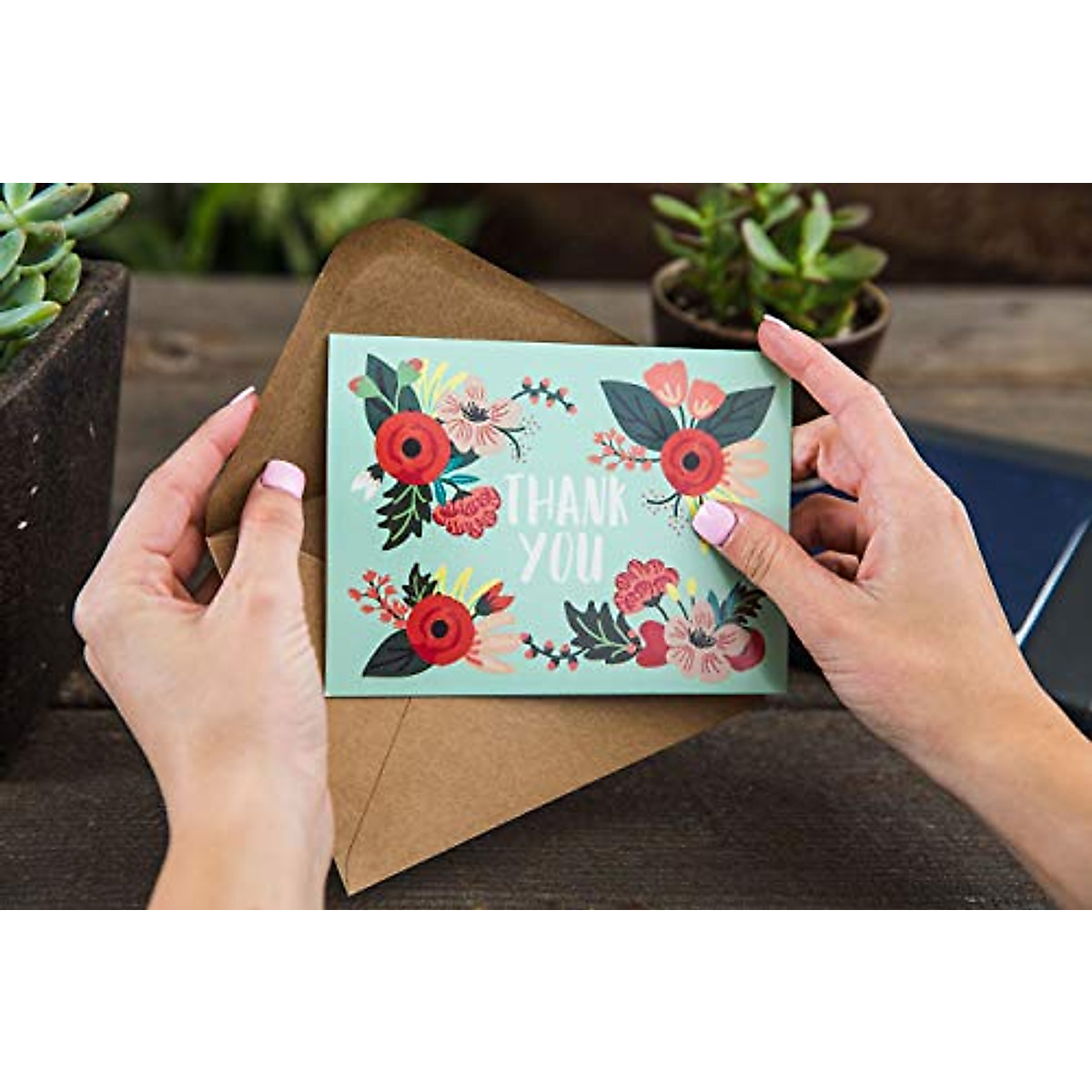 Sweetzer & Orange Floral Thank You Cards Bulk Box Set of 48 Blank Cards with Envelopes - Baby Shower Note Cards, Wedding Thank You Cards or Bridal Shower Thankyou Card - 4.25 x 5.75