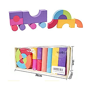 MOBU Foam Building Blocks for Toddlers 1-3, 50 PCS Educational Soft Building Blocks for Kids Playing Indoor Outdoor Bathroom Bathtub or Beach (Reusable Storage Bag)