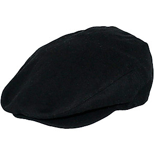 Men's Premium Wool Blend Classic Flat Ivy Newsboy Collection Hat (Black, Large)