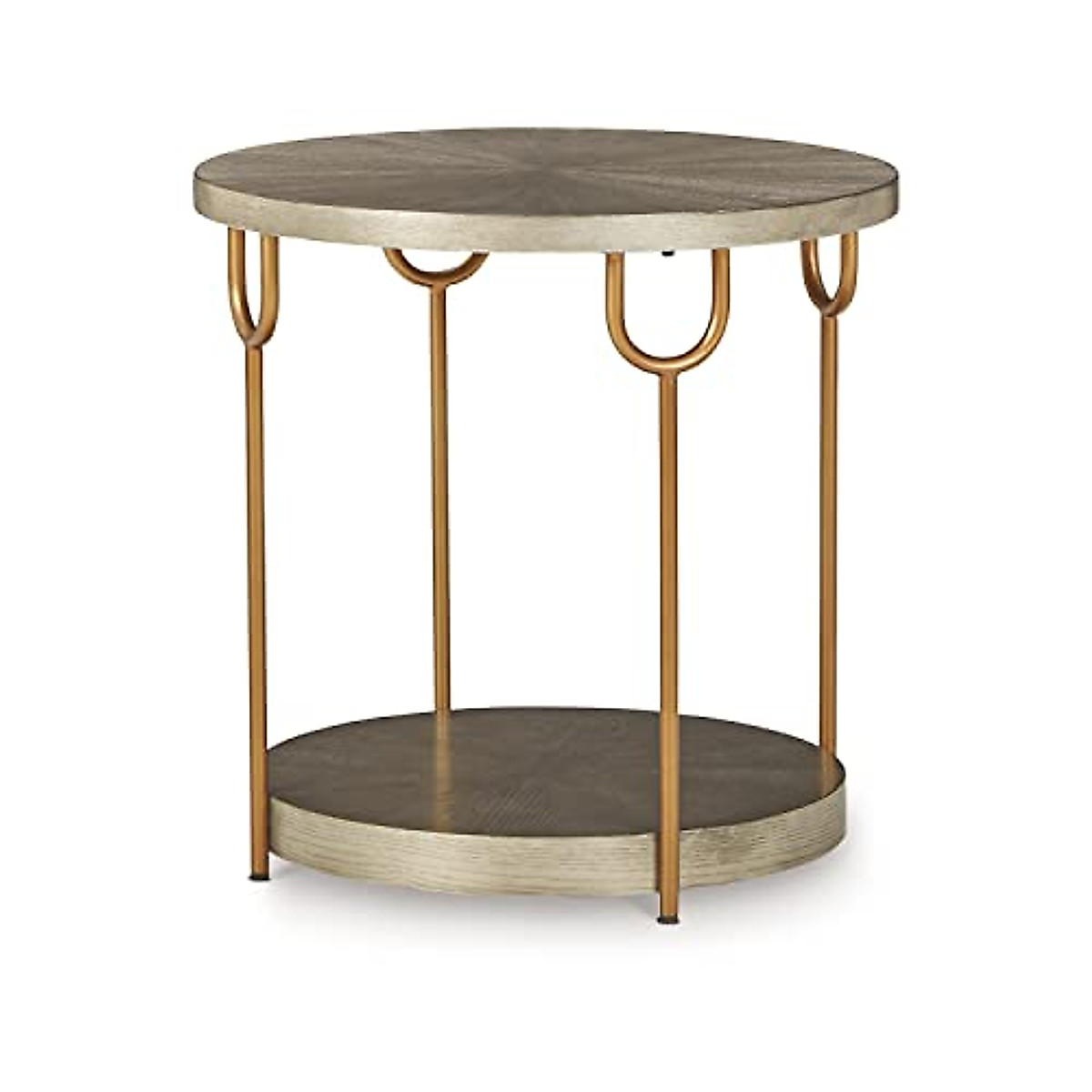 Signature Design by Ashley Ranoka Industrial Round End Table with Shelf, Gray