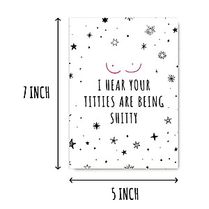 KrysDesigns Titties Are Being Shitty Card Breast Cancer Card - Breast Cancer Gift - I Hear Your Titties Are Being Shitty - Funny Breast Cancer Card For Friend, 5 x 7 inches