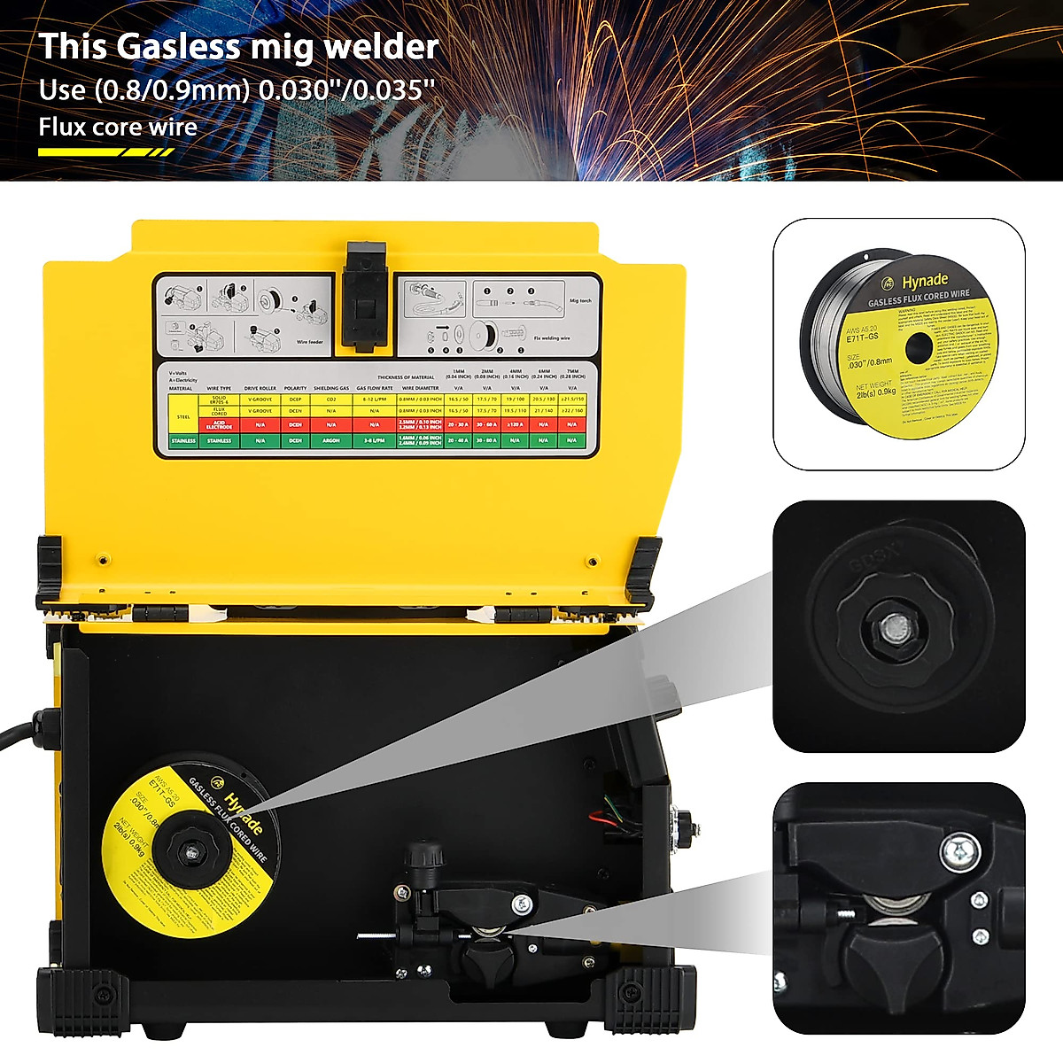 Mig Welder, Spool Gun Mig Welding Machine Inverter 165A MTG165 SG-Welding Gloves