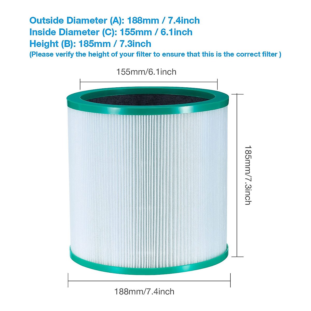 Replacement Air Purifier Filter for Dyson, Housmile Compatible with Dyson Tower Purifier Pure Cool Link Dyson TP01, TP02, TP03, AM11, BP01, Compare to Part 968126-03
