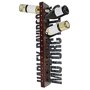 Harley-Davidson Laser Cut Metal Motorcycle Wooden Wine Rack, Brown HDL-18565