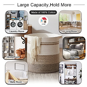 OIAHOMY 80L Laundry Baskets Hamper with Handles Laundry Hamper-Laundry Basket,Tall Cotton Storage Basket