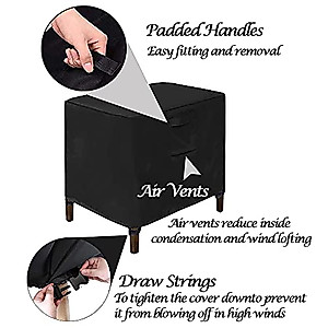 31 Inch Square Side Table Cover Waterproof Patio Ottoman Cover Heavy Duty Outdoor Patio Furniture Cover, Black