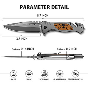 NedFoss Pocket Knife NF17, 3 in 1 3.8" Tactical Knife with Seat Belt Cutter, Glass Breaker, Liner Lock, Belt Clip, Survival Knife Hunting knife for Camping Hiking