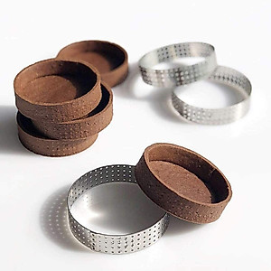 6pcs 8cm Circular Steel Porous Tart Ring Bottom Tower Pie Cake Baking Tools Heat-Resistant Perforated Cake Mousse Ring