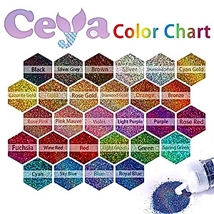 Ceya Holographic Ultra Fine Glitter Powder Set 28 Colors, 9.87oz/280g Craft Glitter 1/128” 0.008” 0.2mm for Slime Epoxy Resin Craft Tumbler Jewelry Nail Art Festival Makeup Painting Wedding Cards
