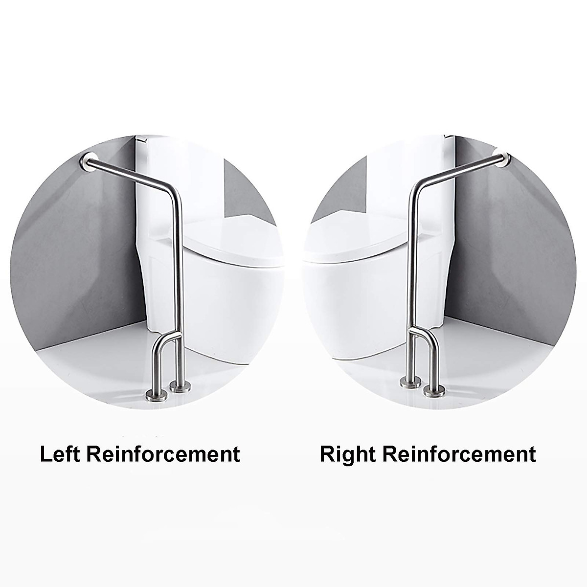 Grab Bar Bathroom Frosted Surface Handrails 304 Stainless Steel Floor Bathroom Safety Rails Barrier-Free H-Shaped Guardrail (Left and Right Models)