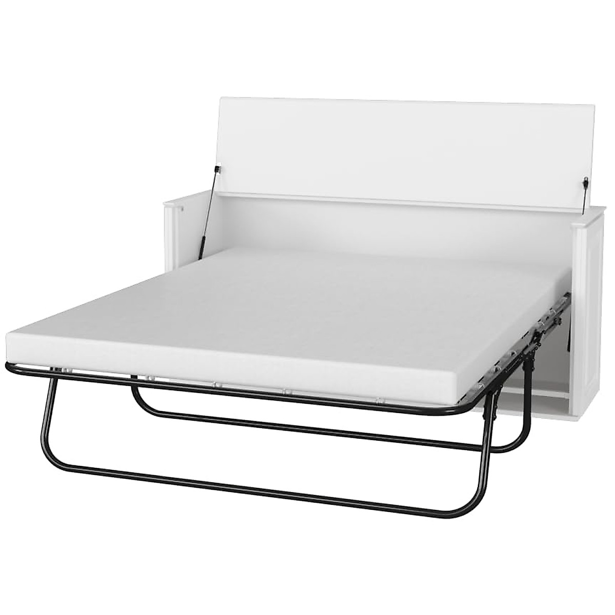 Leto Muro Orion Console Bed | Murphy Cabinet Bed Queen with Mattress Perfect for Guest Bed | Space-Saving Furniture Hide A Bed (White)