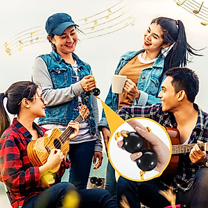 2 Pcs Aslatua Authentic Rhythm African Shaker Kashaka Musical Single Hand Percussion Instruments Kashaka Instrument for Kid Adults Beginners Lovers (Black)