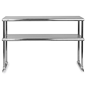 KPS Commercial Stainless Steel Work Prep Table 18 x 36 with Double Overshelf 12 x 36 - NSF