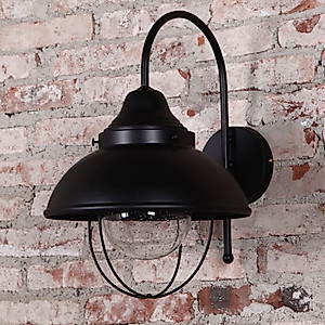 SDUYTEG 1 Light Outdoor Wall Lantern Clear Glass Matte Black Porch Lights Rustic Lantern Wall Sconce Outdoor for Outside Deck Garage Yard Front Door Garden Home