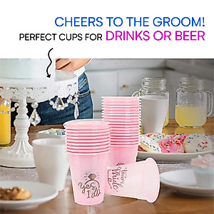 Neliblu Bachelorette Party Team Bride Cups - 25 Bridal Shower Decorations - Mega Party Pack of Team Bride, & She Said Yes Pink and Gold Cups For Weddings and Bridal Showers