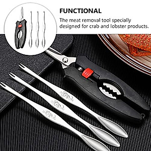 Seafood Tools Crab Leg Opener Scissors Tool Set Tool Set Crab Crackers with crab clamp and picks metal shell nut crackers and picks 3 Leg Forks Flackers Crackers Metal Household