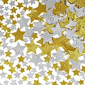 READY 2 LEARN Glitter Foam Stickers - Silver and Gold Stars - Pack of 168 - Self-Adhesive Stickers - Stickers for Scrapbooks and Cards