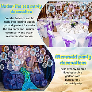 130 Pcs Transparent Balloons Clear Blue Purple Balloons Under The Sea Party Decorations Clear Bubble Mermaid Party Decoration Balloon for Birthday Party Wedding Supplies (10 Inch, 5 Inch)