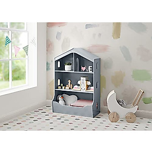 Delta Children Playhouse Bookcase with Toy Storage, Greenguard Gold Certified, Grey